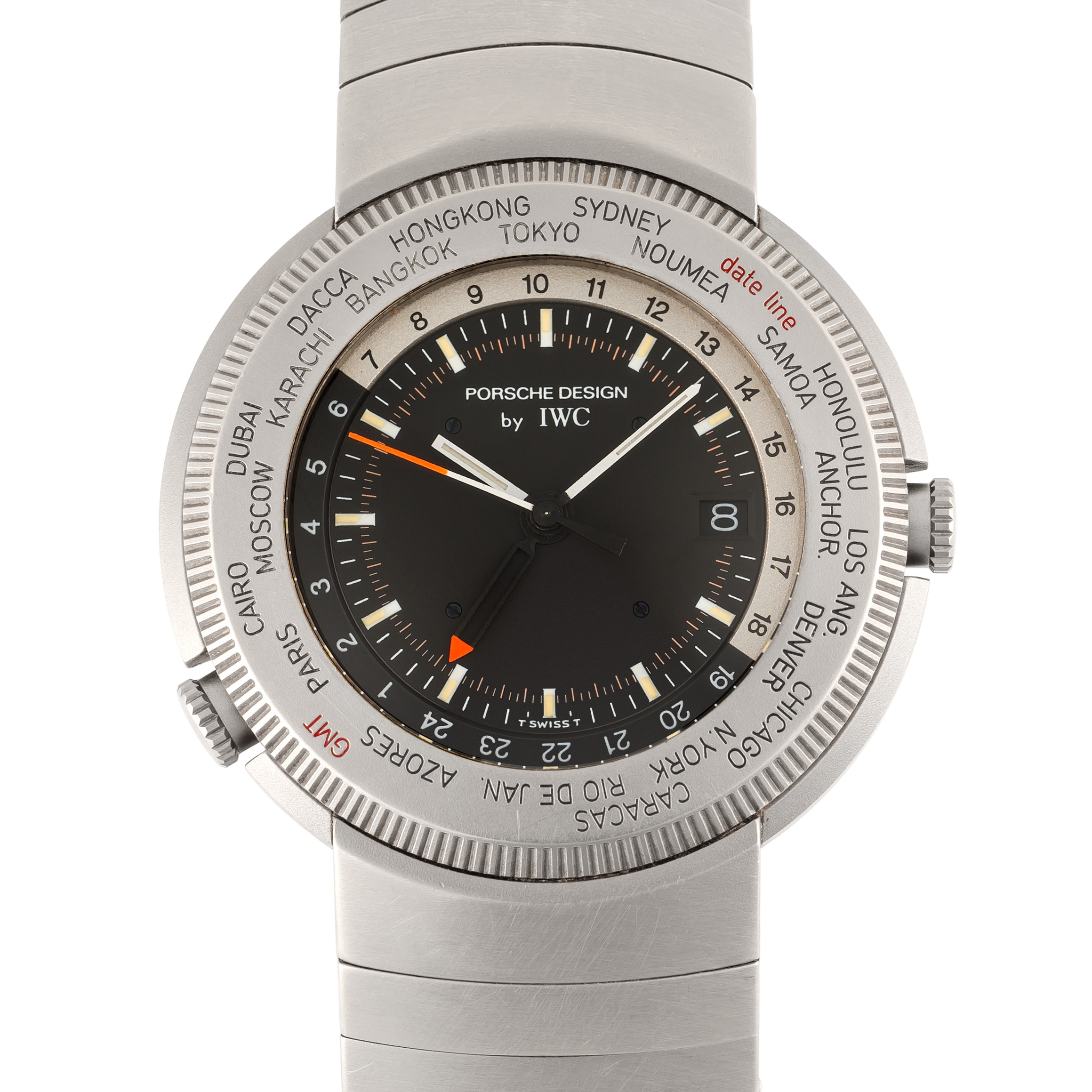 IWC PORSCHE DESIGN WORLD TIME ALARM 3821 Titanium 1990 IWC PORSCHE DESIGN WORLD TIME ALARM 3821 Titanium 1990